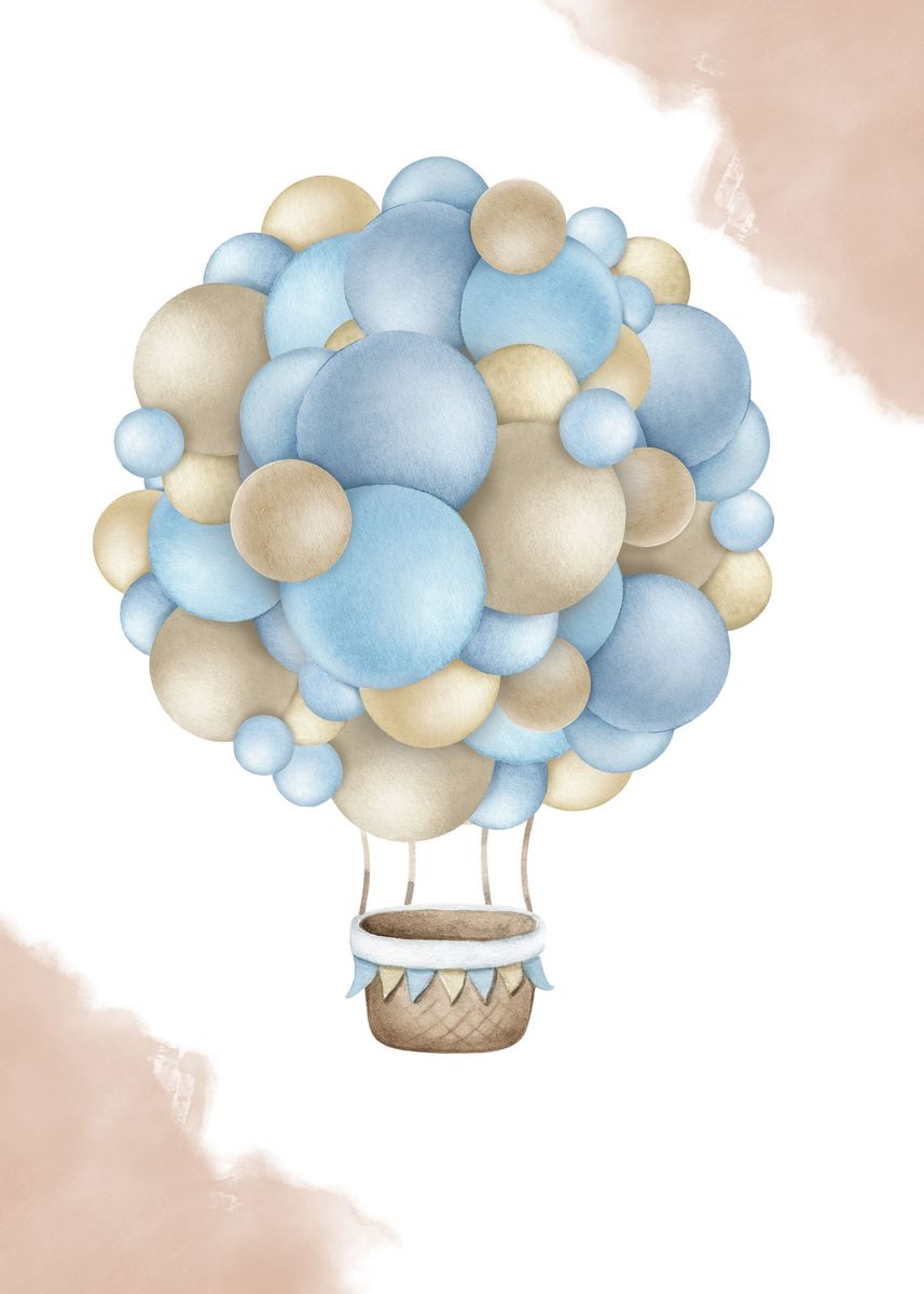 'Watercolor Hot Air Balloon' Poster, picture, metal print, paint by ...