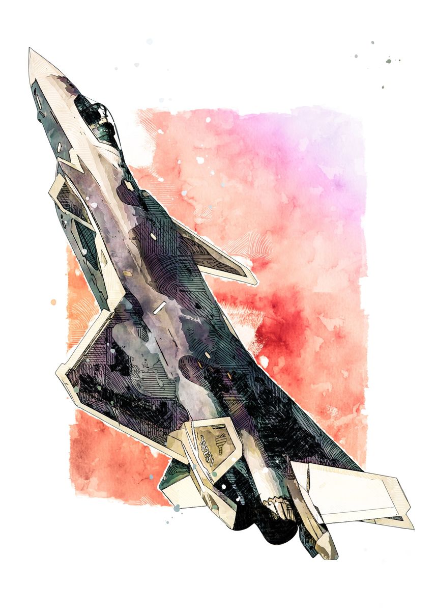 'J 20 Chengdu Watercolor' Poster, picture, metal print, paint by Maxime ...