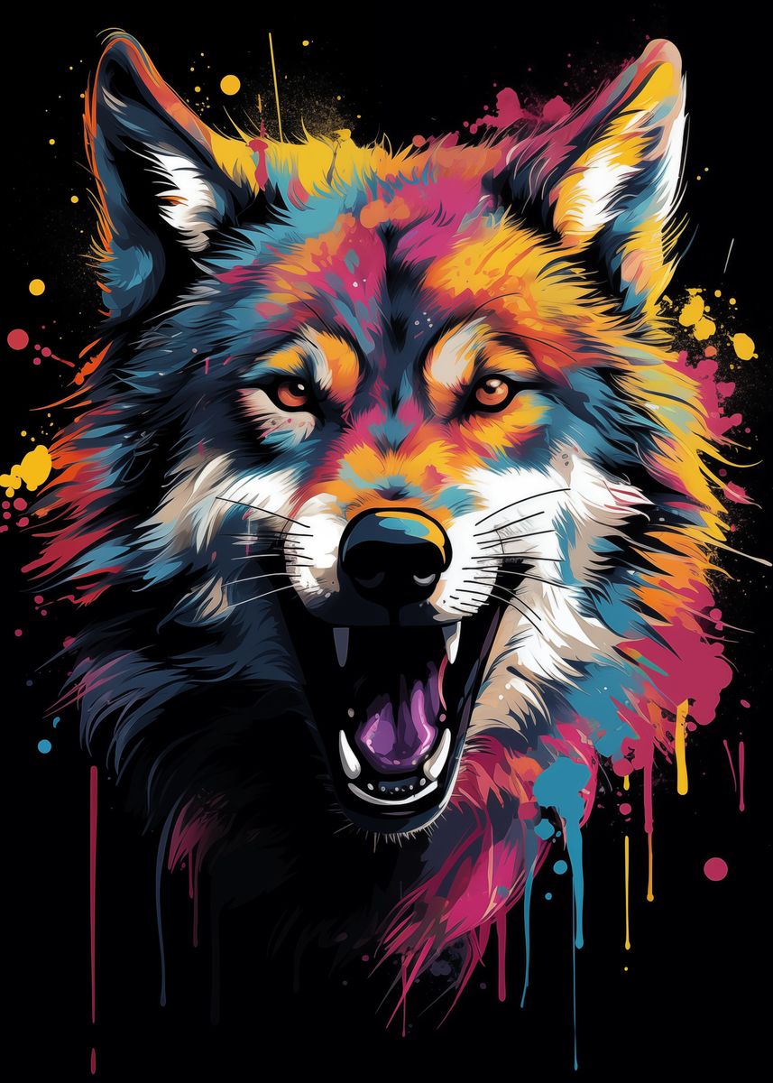 'Banksy Wolf Graffiti Art' Poster, picture, metal print, paint by Zenz ...