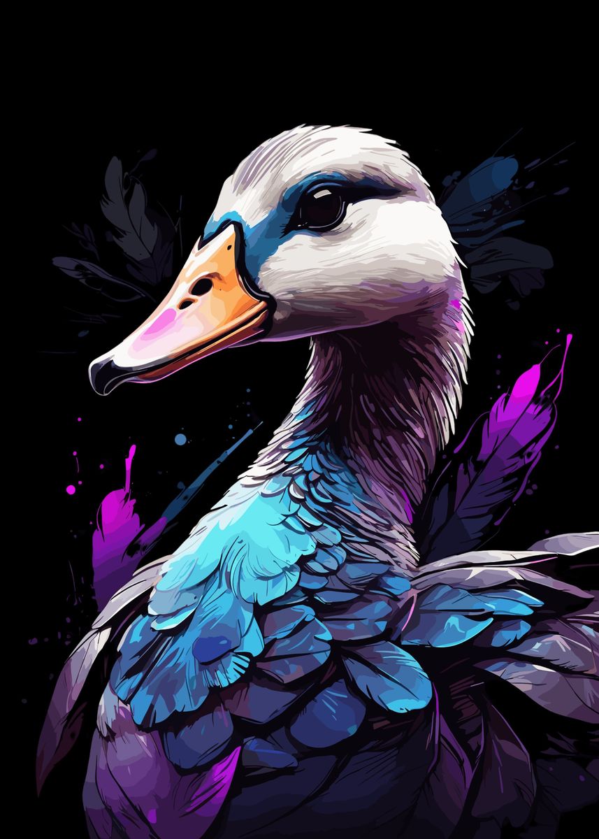 'Goose Animal Colorful' Poster, picture, metal print, paint by Lawisi ...