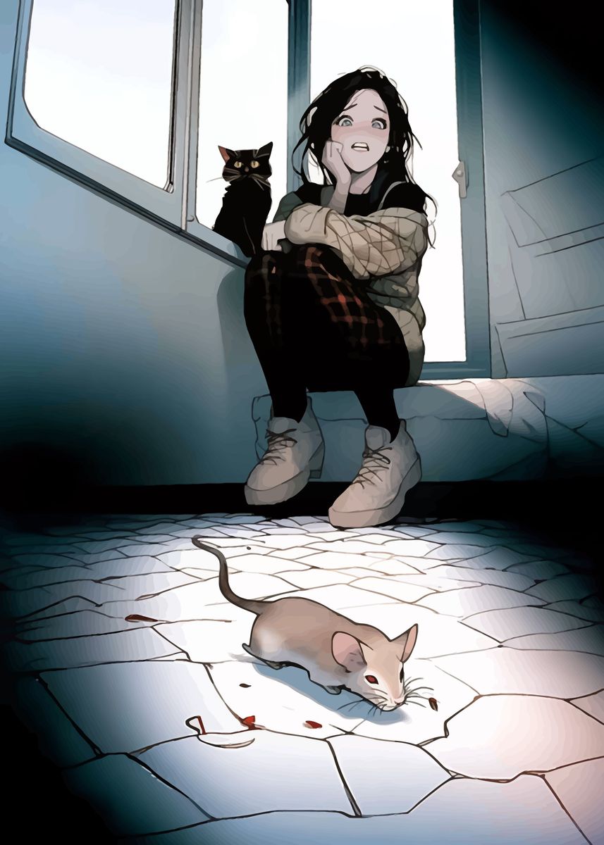 'Mouse and cats' Poster, picture, metal print, paint by Futuner For ...