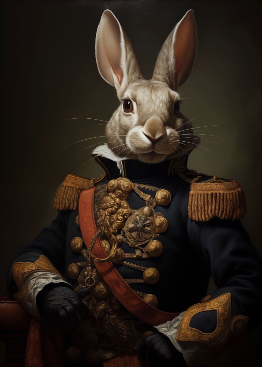 'Rabbit General' Poster, picture, metal print, paint by Posterlicious ...