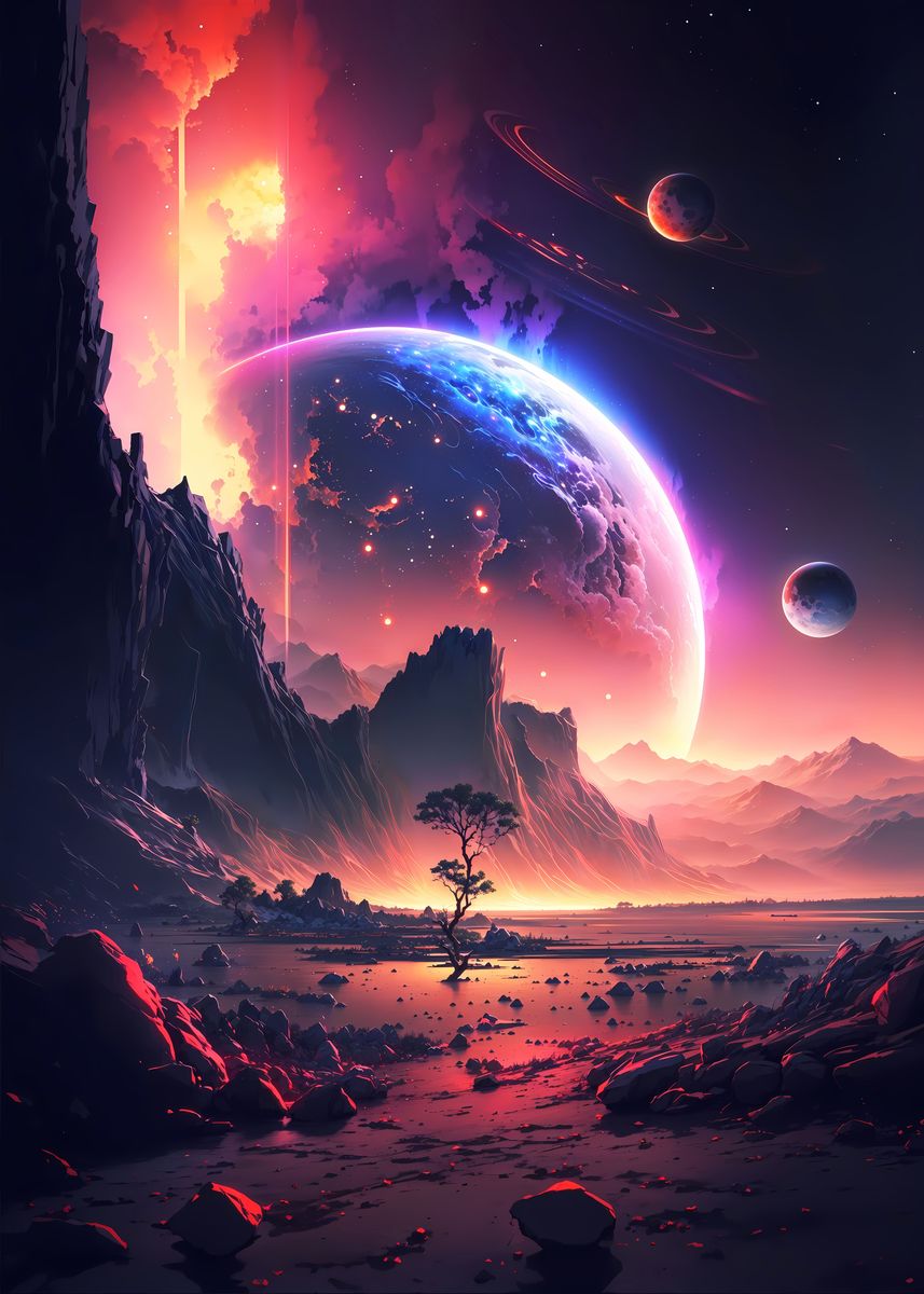 'Ethereal Twilight Galaxy' Poster, picture, metal print, paint by Luong ...