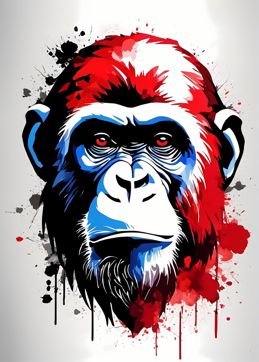 'Watercolor Ape' Poster, picture, metal print, paint by Aesthetic ...