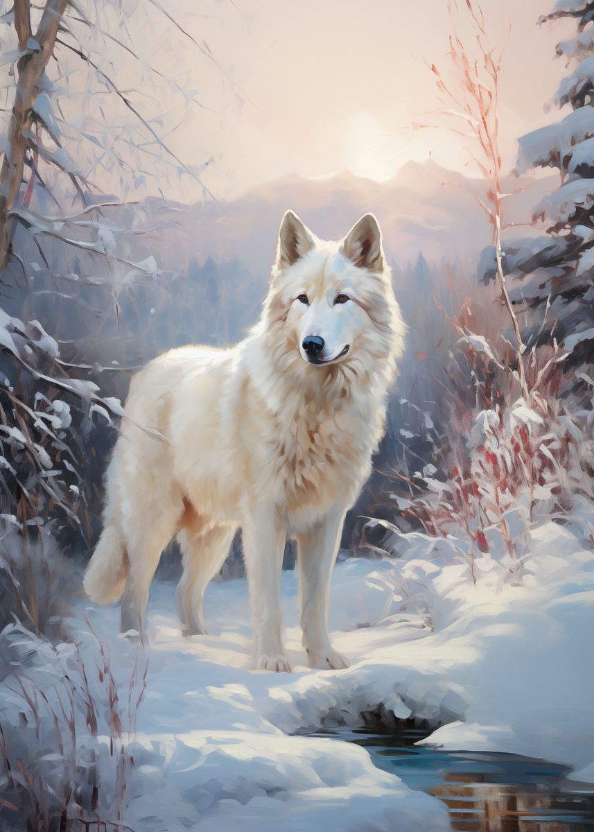 'White Swiss Shepherd Dog' Poster, picture, metal print, paint by ...