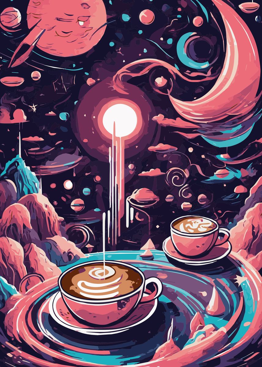 'Coffee Fantasy Galaxy 9' Poster, picture, metal print, paint by ...