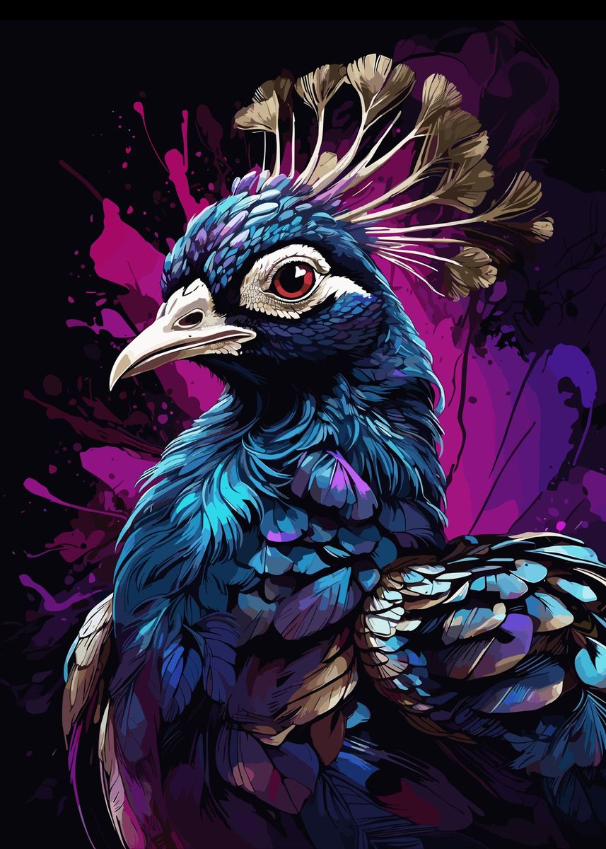 'Peacocks Animal Colorful' Poster, picture, metal print, paint by Jaman ...