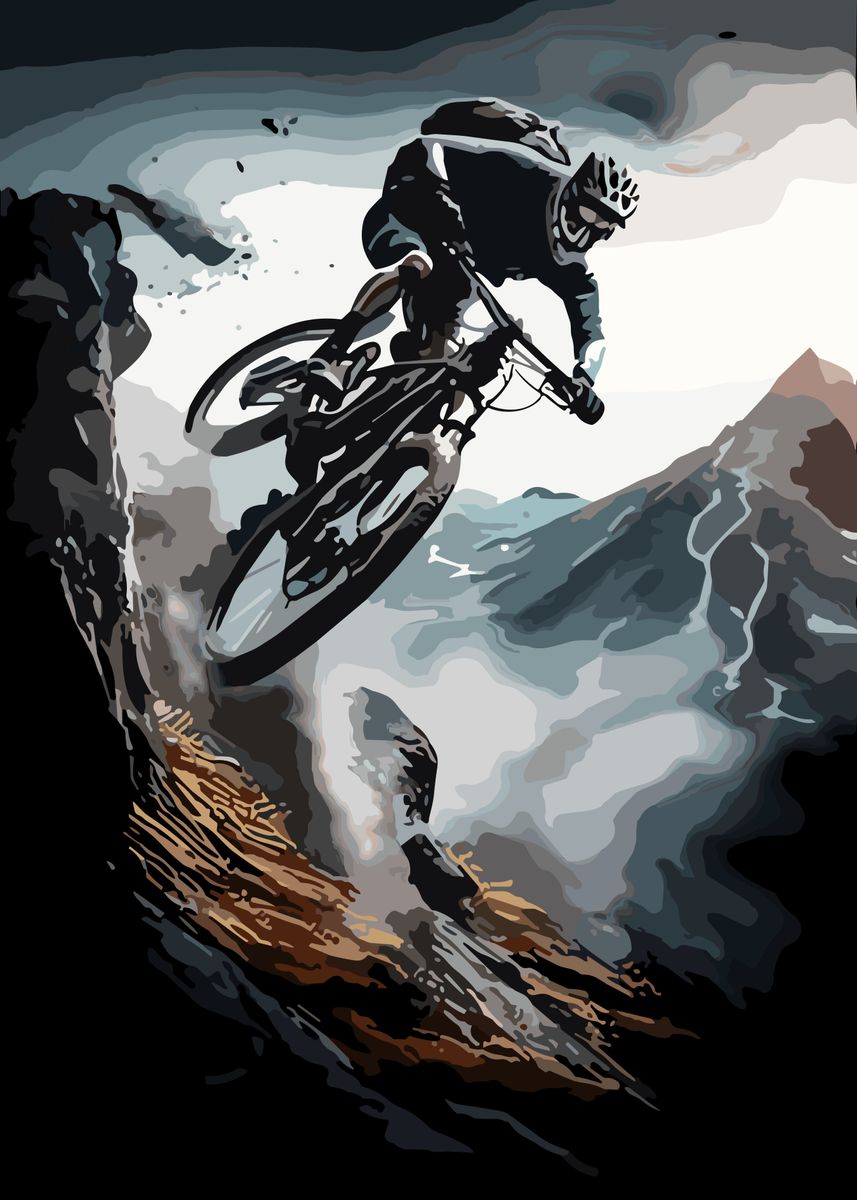 'downhill' Poster, picture, metal print, paint by Black And White Art ...