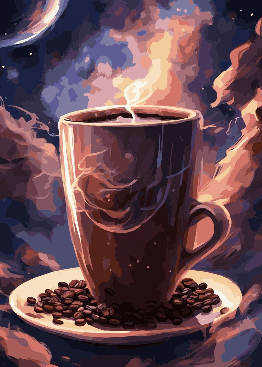 'Coffee Fantasy Galaxy 1' Poster, picture, metal print, paint by ...
