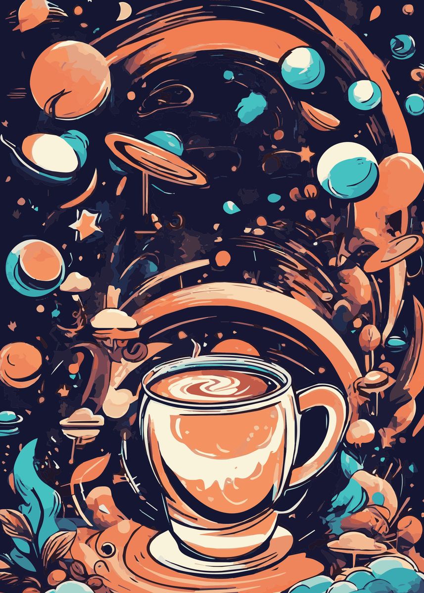 'Coffee Fantasy Galaxy 3' Poster, picture, metal print, paint by ...