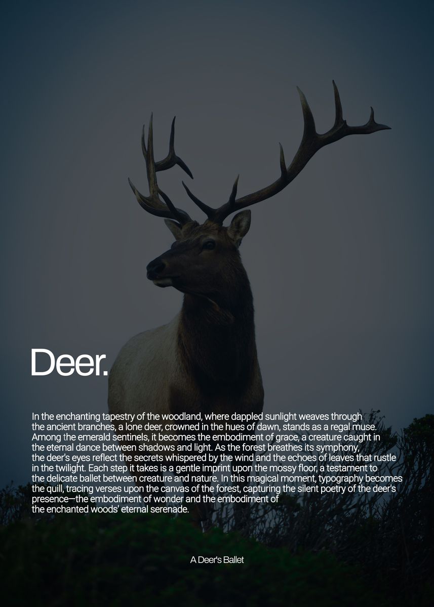 'Poetry about Deer' Poster, picture, metal print, paint by Mr Penguin ...