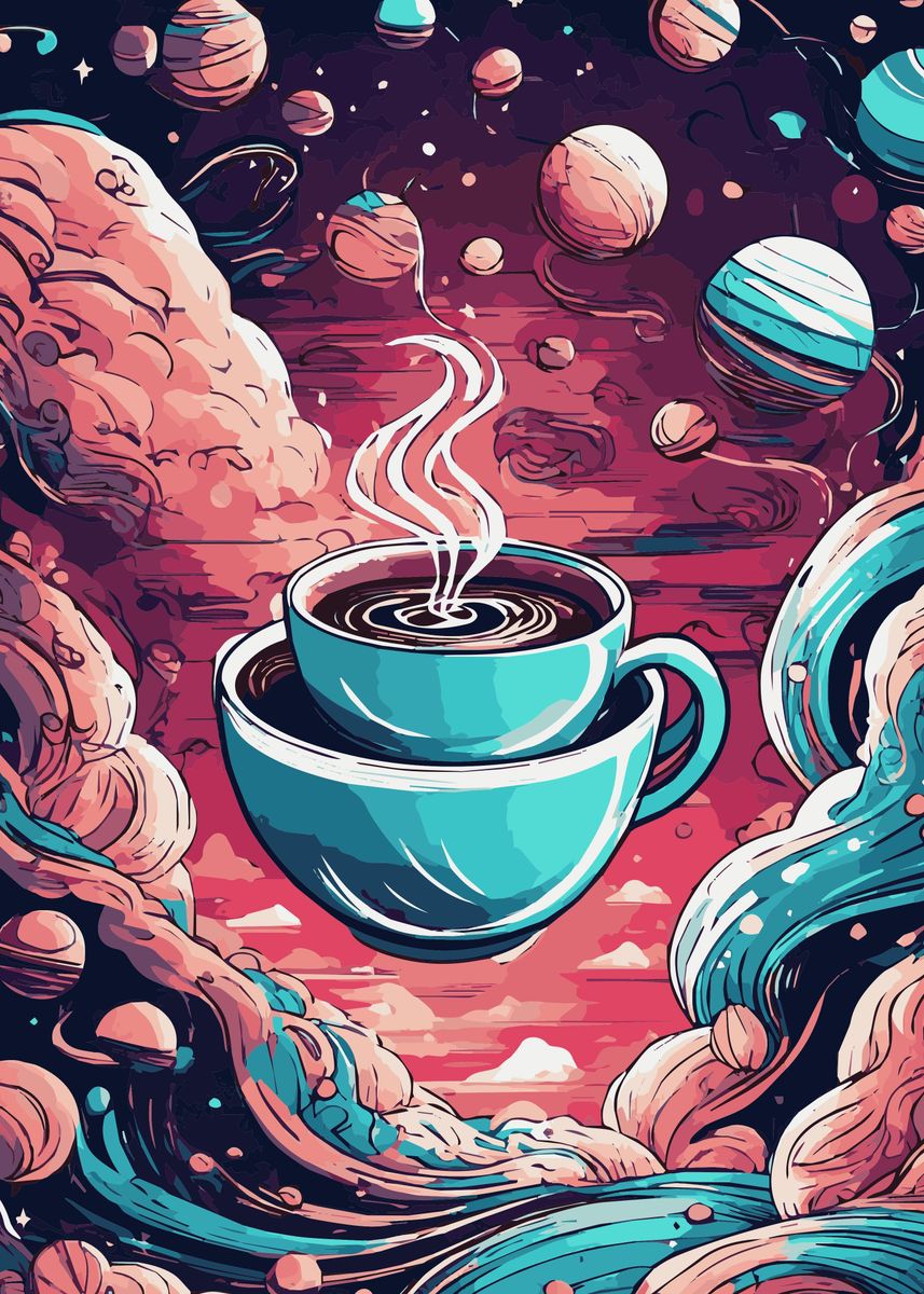 'Coffee Fantasy Galaxy 8' Poster, picture, metal print, paint by ...