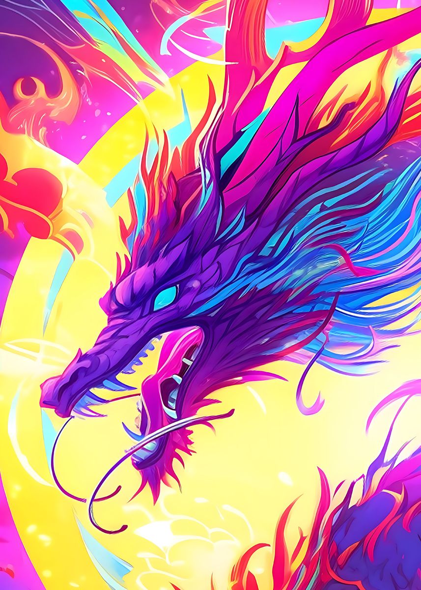 'beautiful Chinese dragon' Poster, picture, metal print, paint by OMEGA FAUNA | Displate