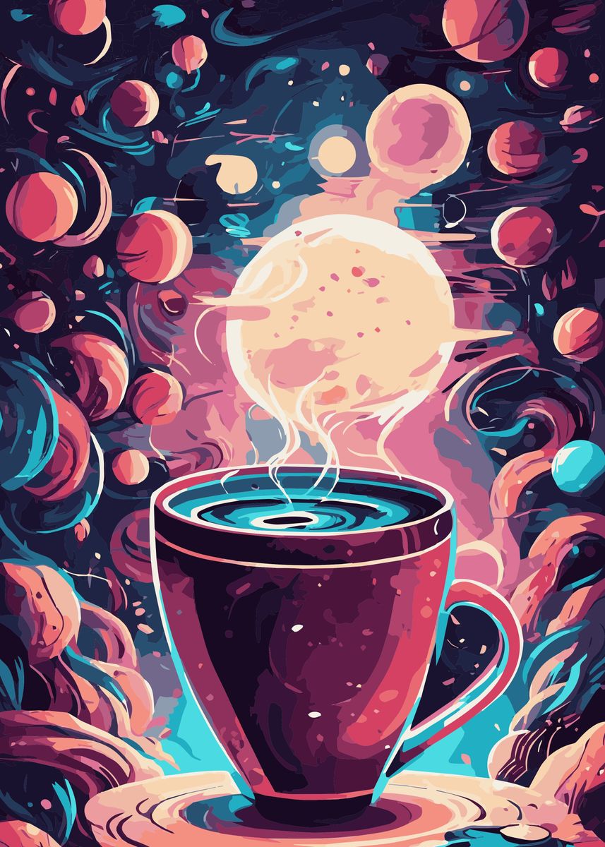 'Coffee Fantasy Galaxy 4' Poster, picture, metal print, paint by ...