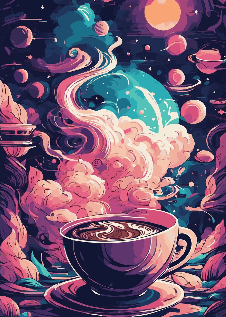 'Coffee Fantasy Galaxy 5' Poster, picture, metal print, paint by ...