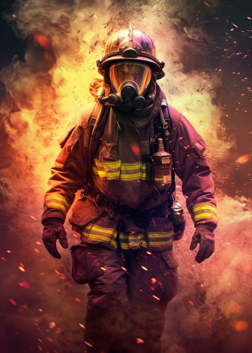 'Firefighter Flame' Poster, picture, metal print, paint by DecoyDesign ...