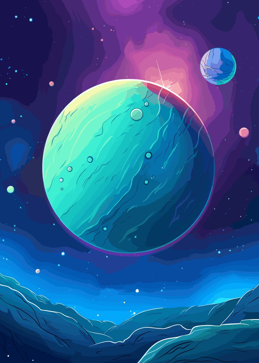 'Space Planet' Poster, picture, metal print, paint by Qreative | Displate