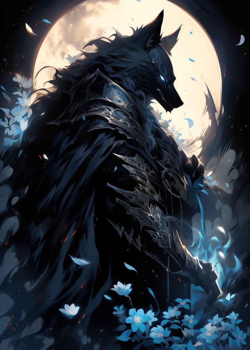 'Wolfknight' Poster, picture, metal print, paint by Hako | Displate