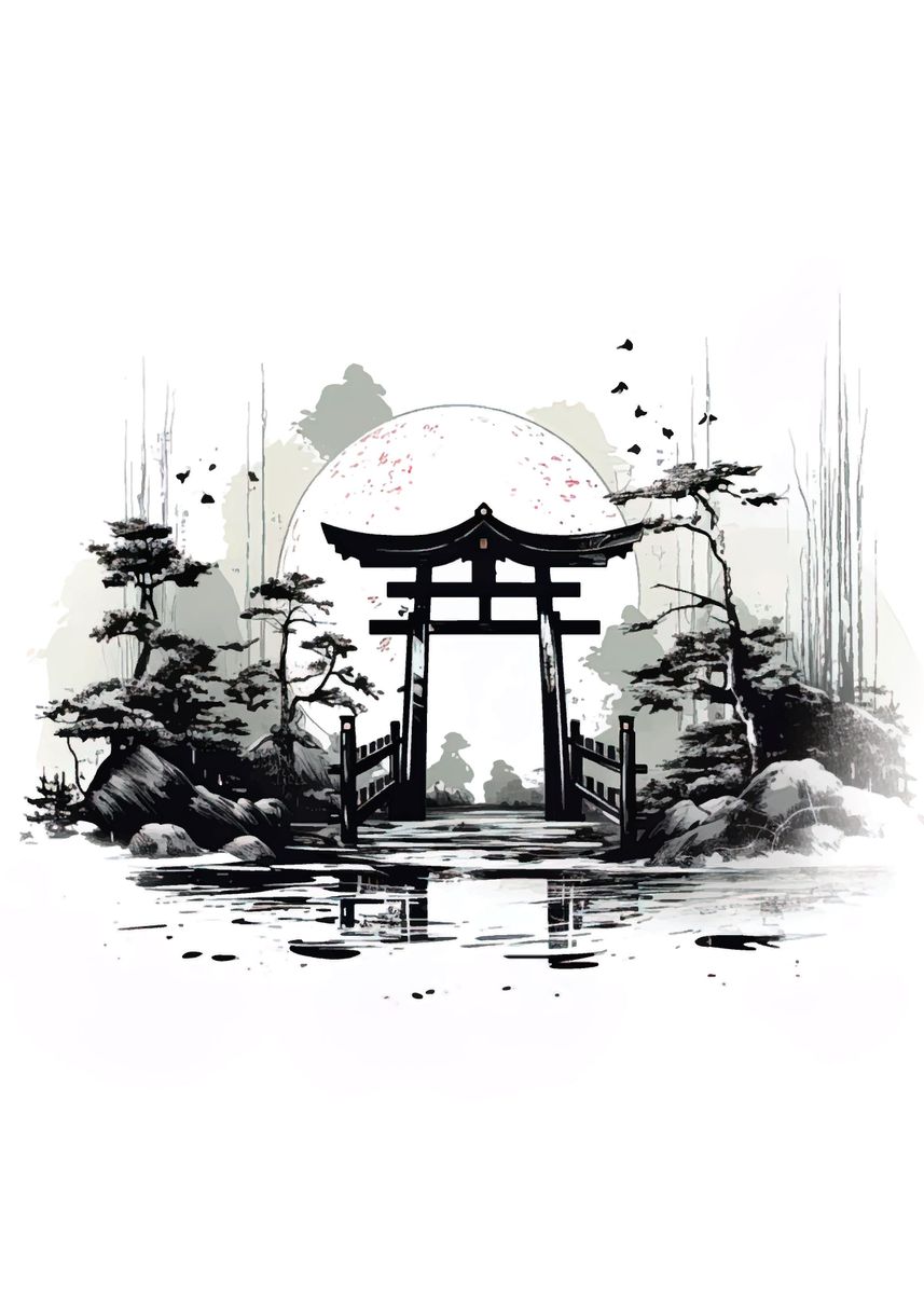 'japanese torii gate' Poster, picture, metal print, paint by Demon ...