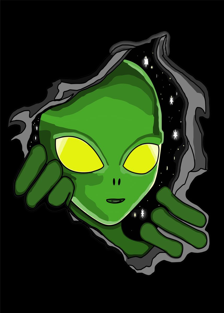 'Green Alien ' Poster, picture, metal print, paint by Juna avalor ...