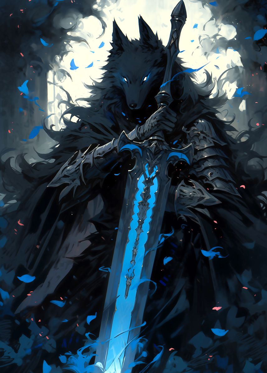 'Wolfknight' Poster, picture, metal print, paint by Hako | Displate