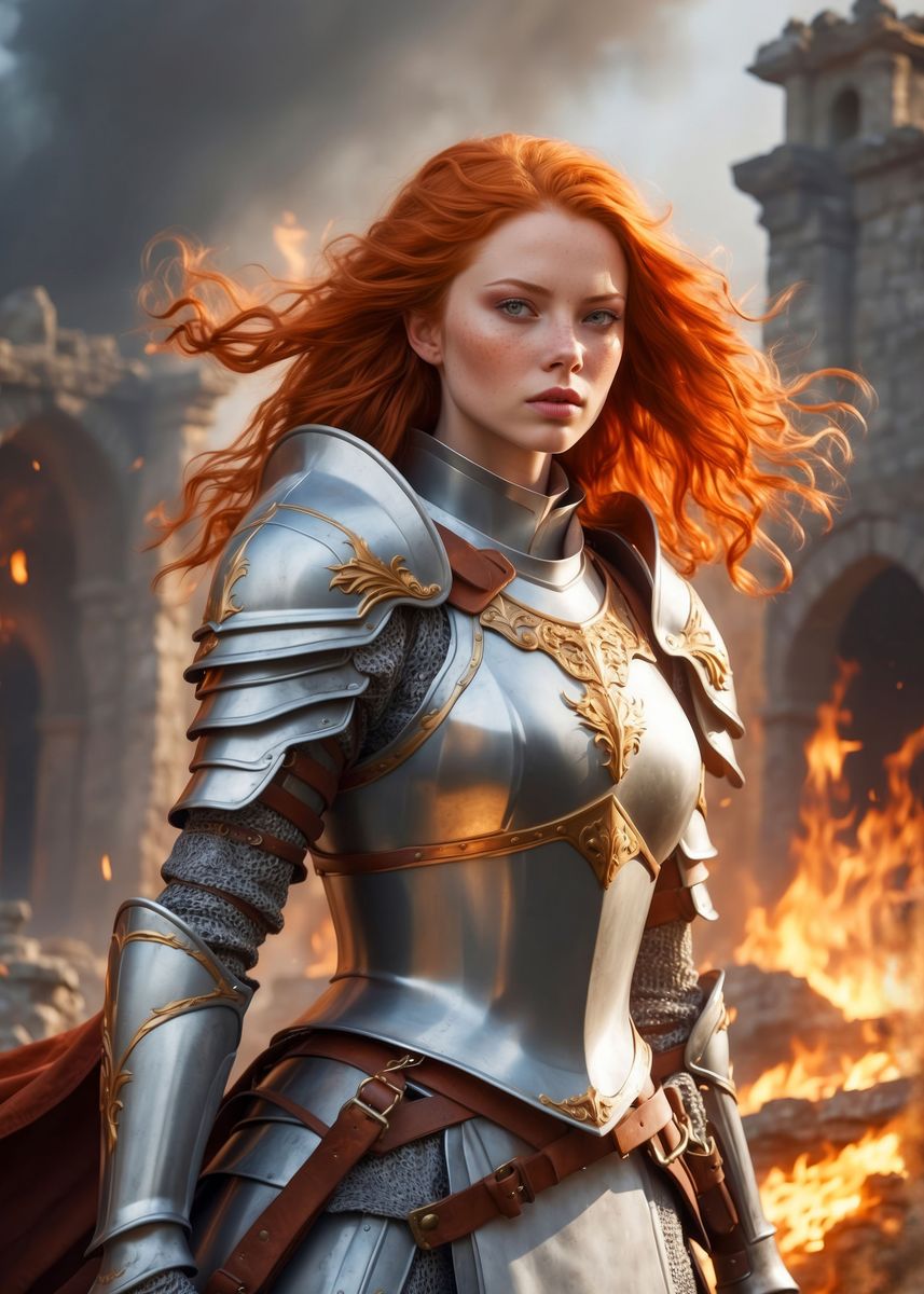 'Princess Warrior in Flames' Poster, picture, metal print, paint by ...