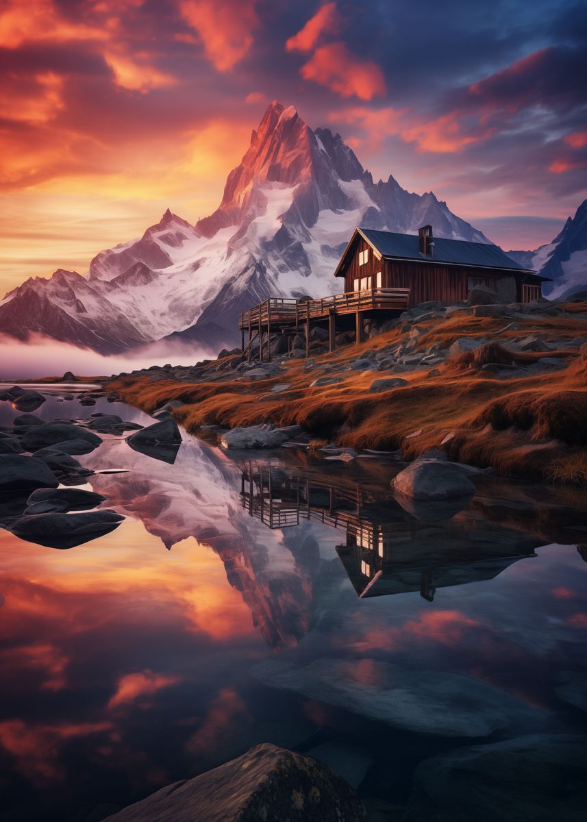 'Splendid Mountains' Poster, picture, metal print, paint by Adam | Displate