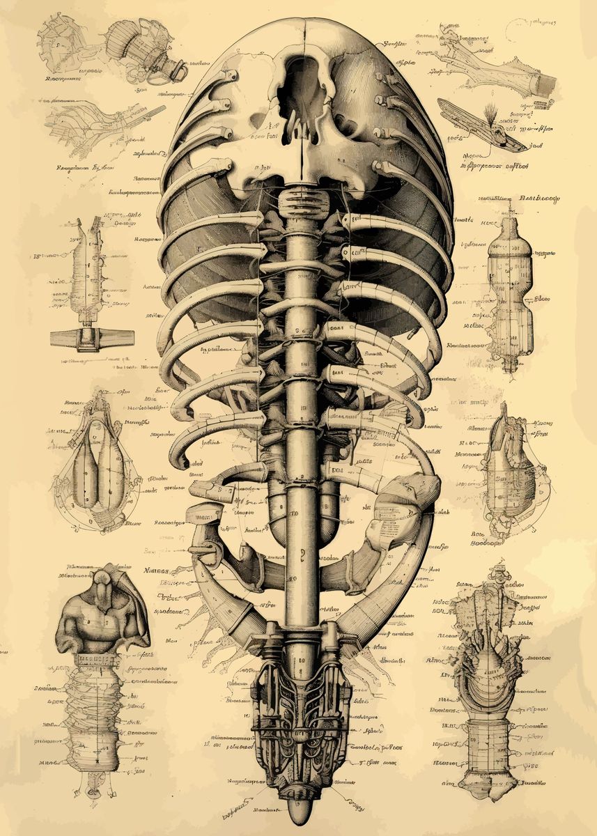 'Human Spine Bone Medicine' Poster, picture, metal print, paint by r ...