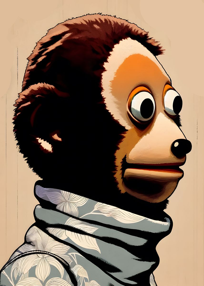 'Monkey Puppet Meme' Poster, picture, metal print, paint by Toko Diwan | Displate