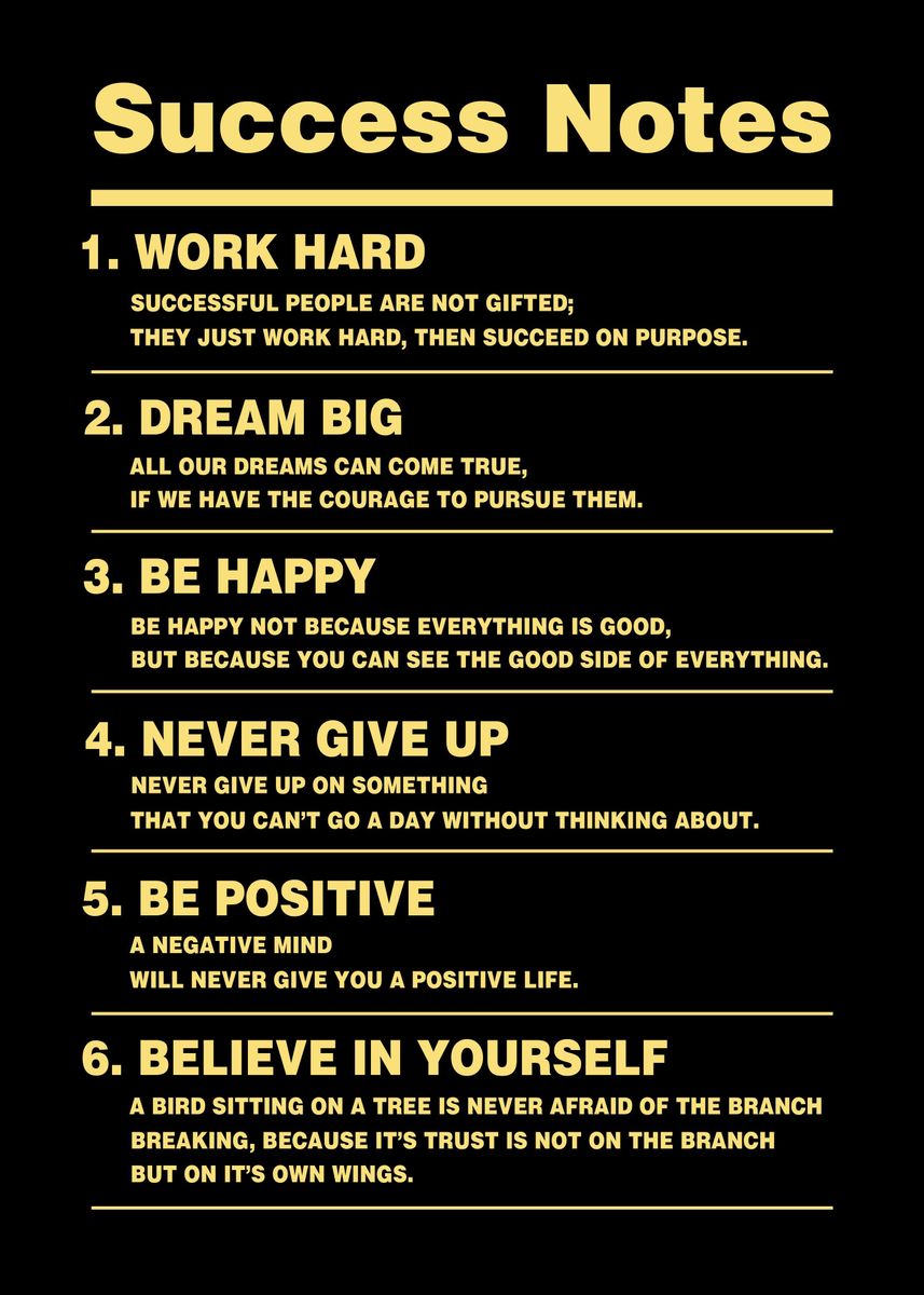'Success Notes Poster' Poster, picture, metal print, paint by QTK ...