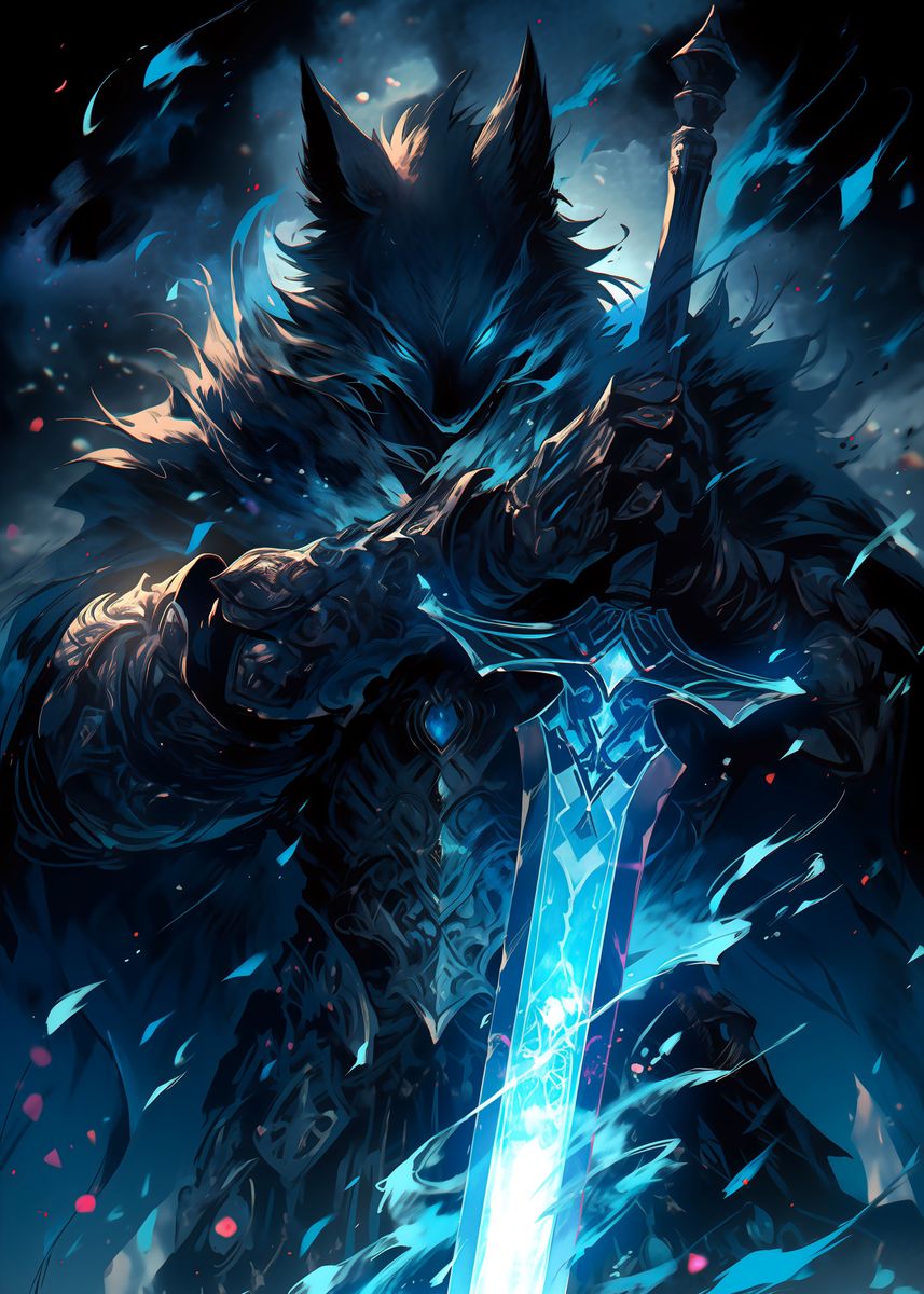 'Wolfknight' Poster, picture, metal print, paint by Hako | Displate