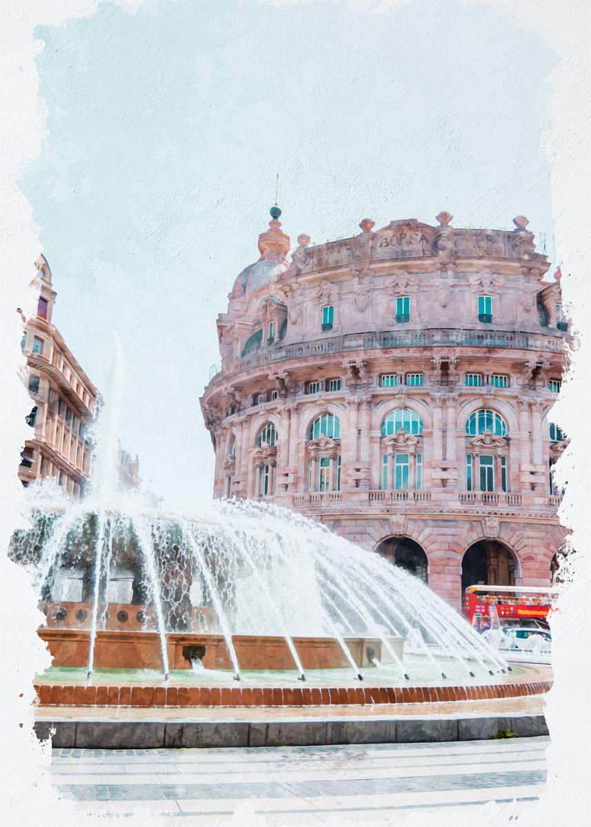 'Square of Genova Italy' Poster, picture, metal print, paint by ...