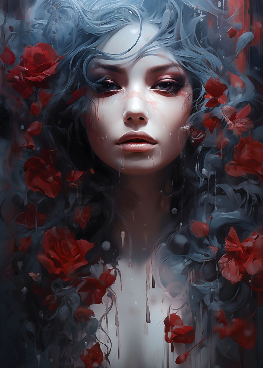 'Flower Girl' Poster, picture, metal print, paint by Hako | Displate