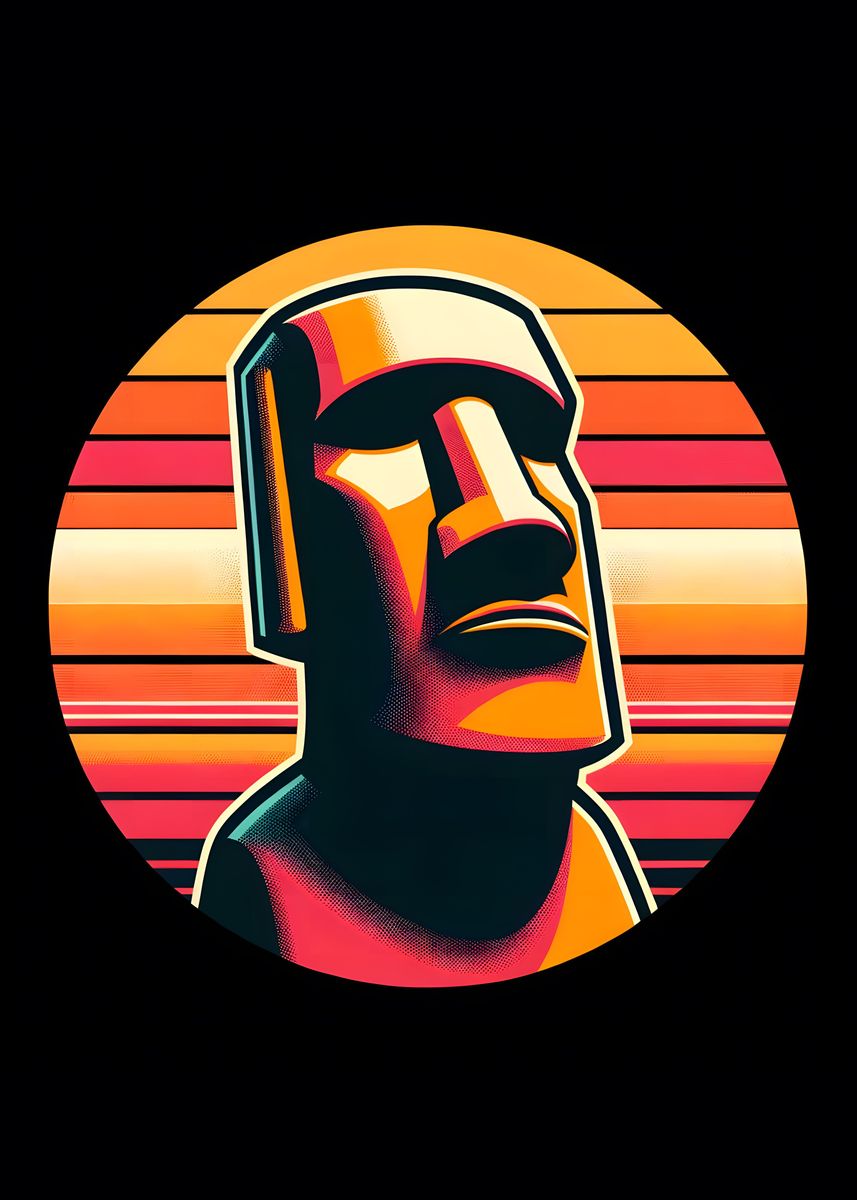 'Moai Meme' Poster, picture, metal print, paint by Toko Diwan | Displate