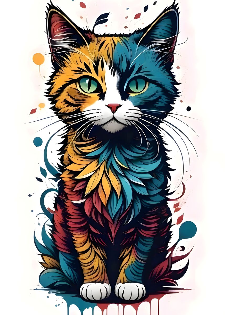 'crossbreed cat ' Poster, picture, metal print, paint by pixar icia ...