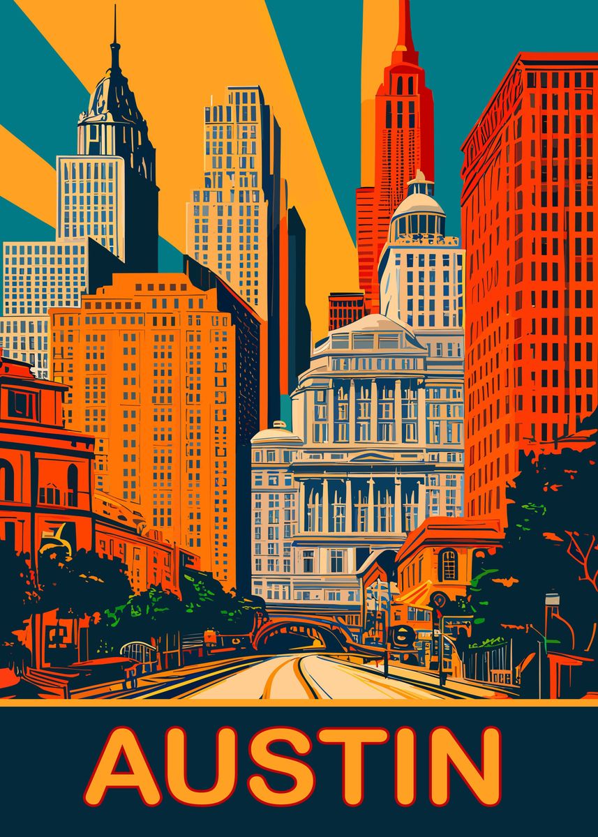 'Austin' Poster, picture, metal print, paint by Long Shot | Displate