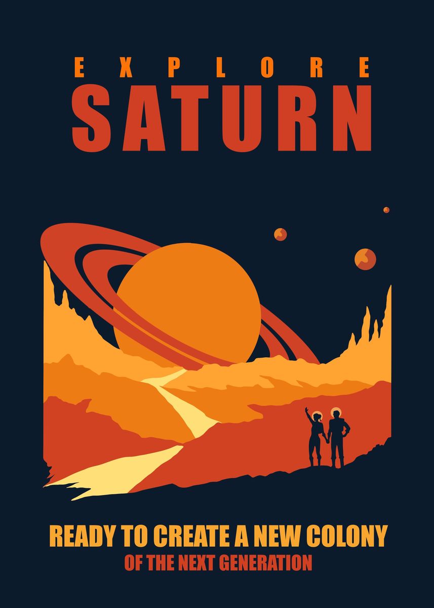 'Explore saturn' Poster, picture, metal print, paint by Selja Myndir ...