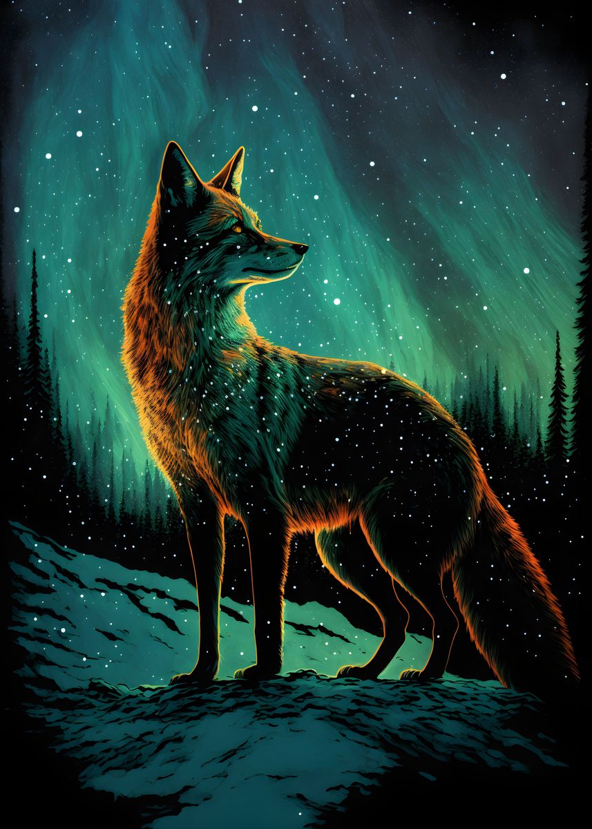 'Fox Lighting' Poster, picture, metal print, paint by NapArt | Displate
