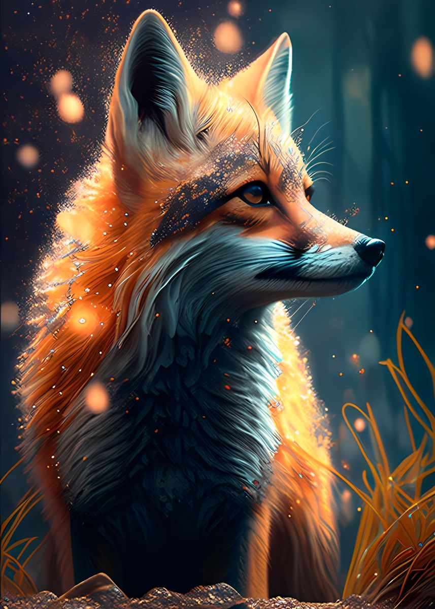 'Fox Lighting' Poster, picture, metal print, paint by NapArt | Displate