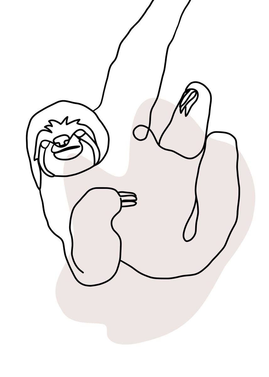 'Line Art Sloth Boho' Poster, picture, metal print, paint by Eline ...