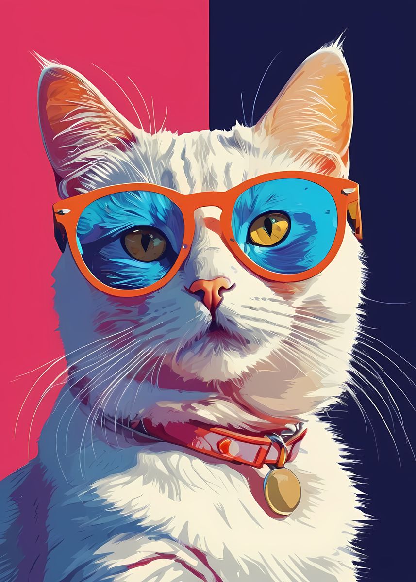 'Cool Cat Pop Art' Poster, picture, metal print, paint by Dominustheus ...