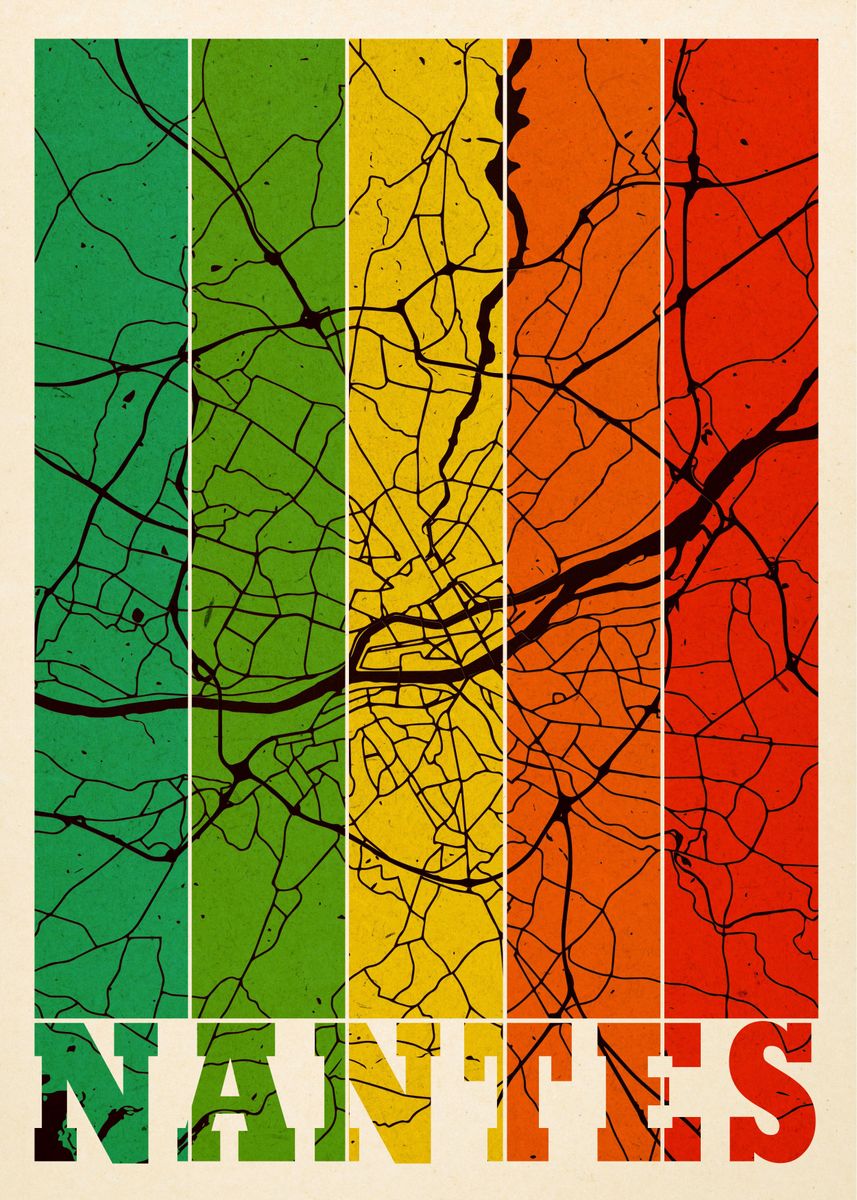 'Nantes France' Poster, picture, metal print, paint by Ryan Proffitt ...