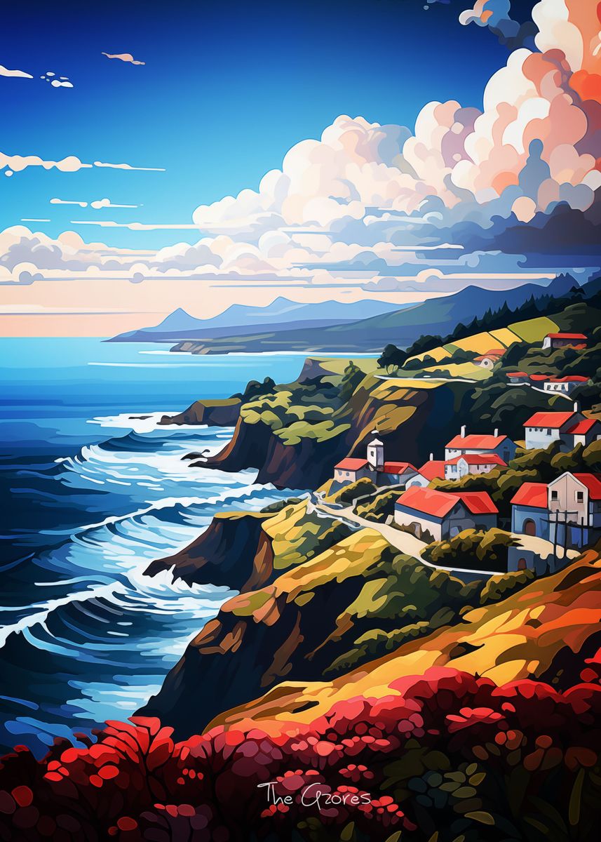 'The Azores Oil Painting' Poster, picture, metal print, paint by Mehdi ...