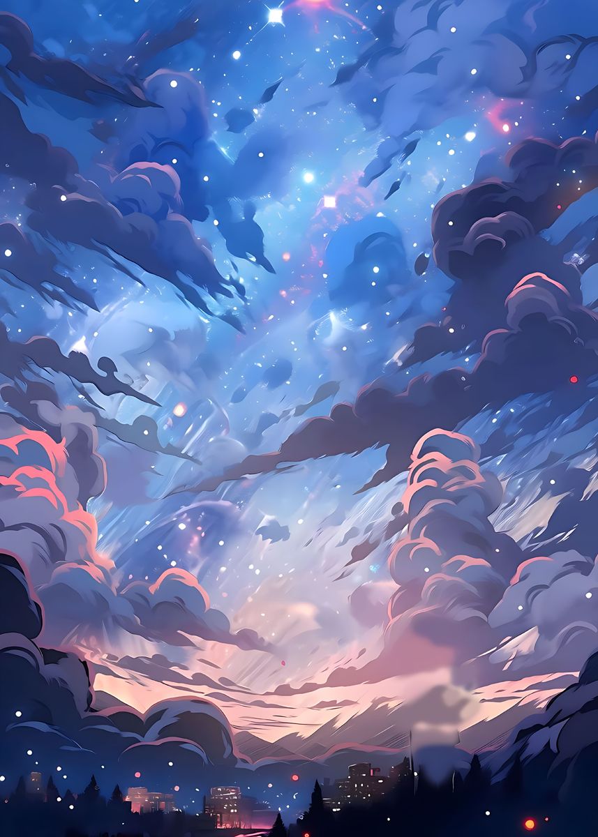 'Starry night painting' Poster, picture, metal print, paint by OMEGA ...