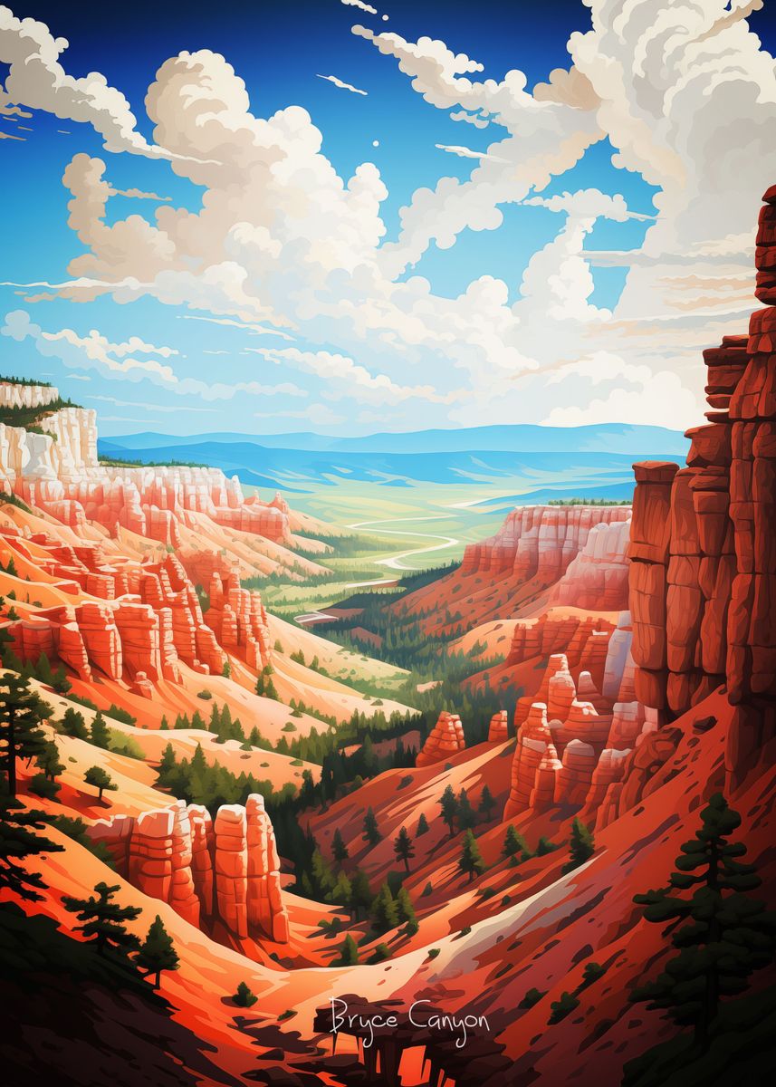 'Bryce Canyon Oil Painting' Poster, picture, metal print, paint by ...