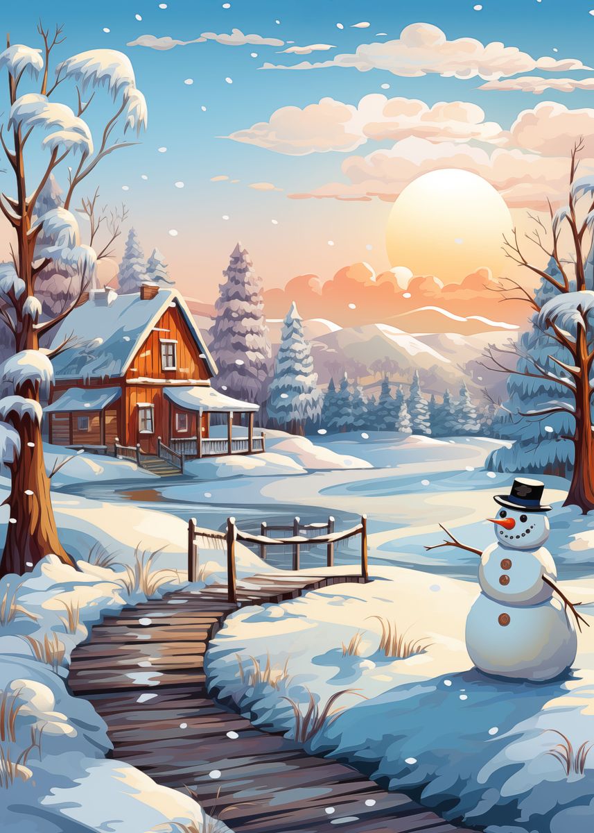 'Happy Snowman Haven' Poster, picture, metal print, paint by ...