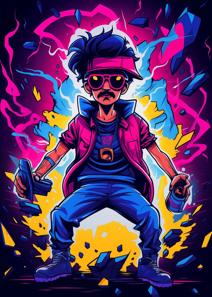 'Cartoon Art Boy' Poster, picture, metal print, paint by Hanabi Studio | Displate