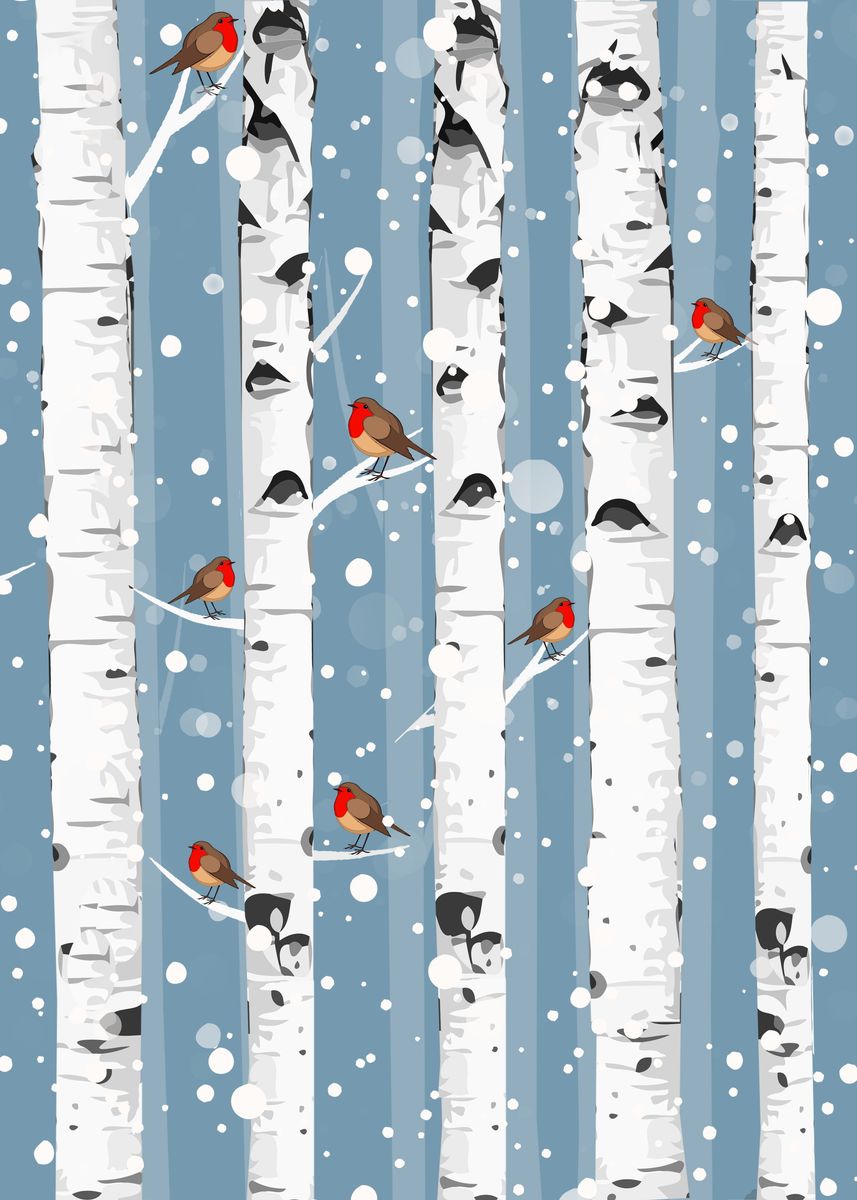 'Winter Birch forest ' Poster, picture, metal print, paint by ...