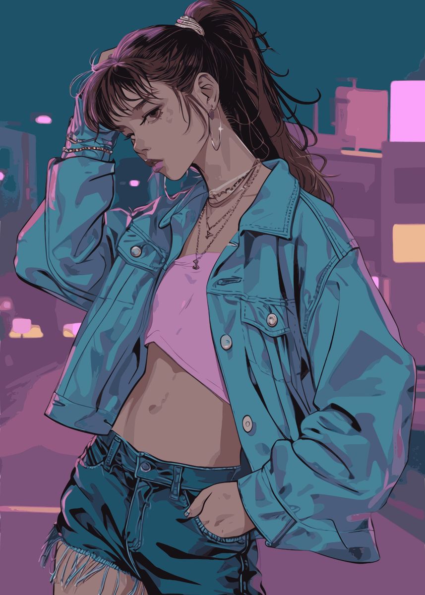 '90s Anime Vibe' Poster, picture, metal print, paint by Psycho Imaging ...