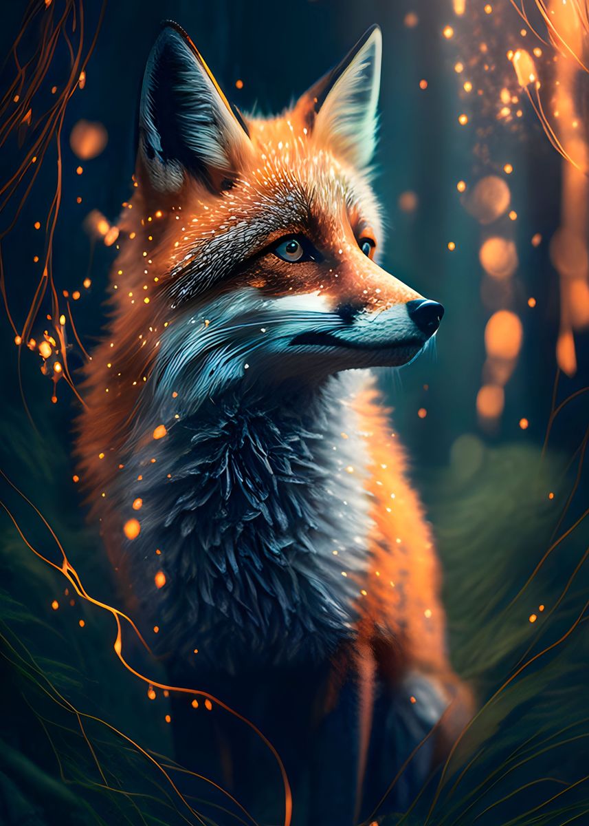 'Fox Lighting' Poster, picture, metal print, paint by NapArt | Displate